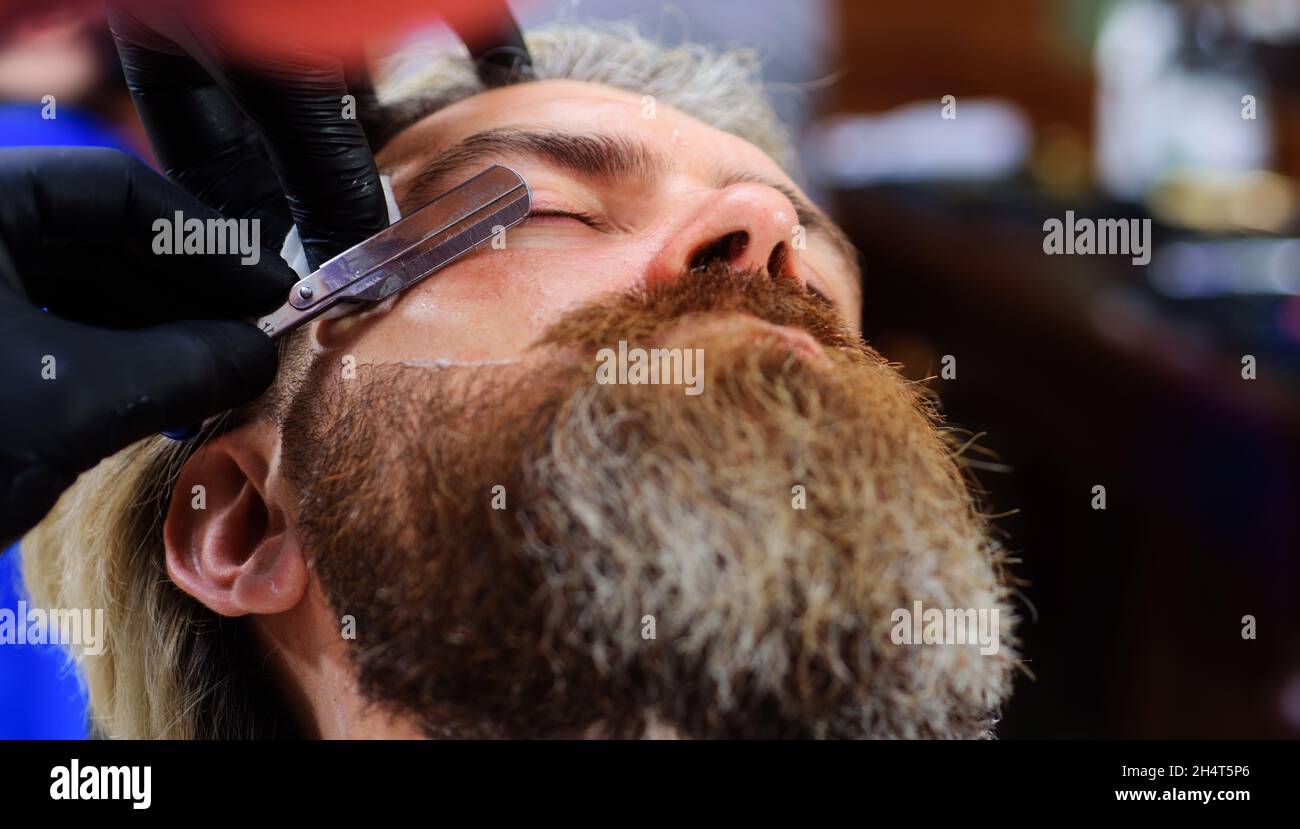 Beard care procedures. Barbershop advertising. Salon for men. Barber ...