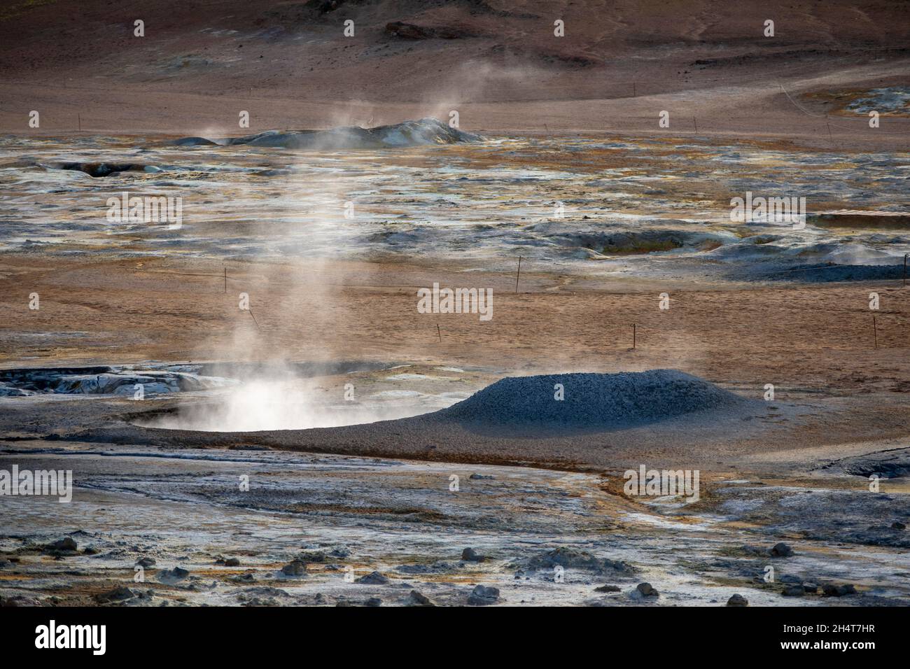 Landscape of Mt. Námafjall steaming Fumaroles boiling mud pit Diamond ...