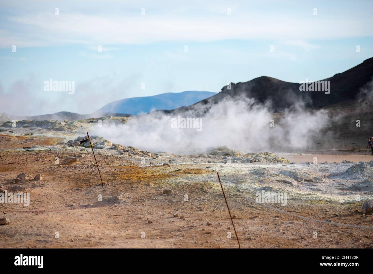 Landscape at Mt. Námafjall Fumaroles boiling mud pit Diamond Circle ...