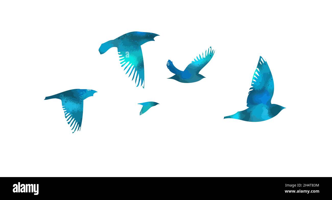 A flock of flying birds. Vector illustration Stock Vector Image & Art ...