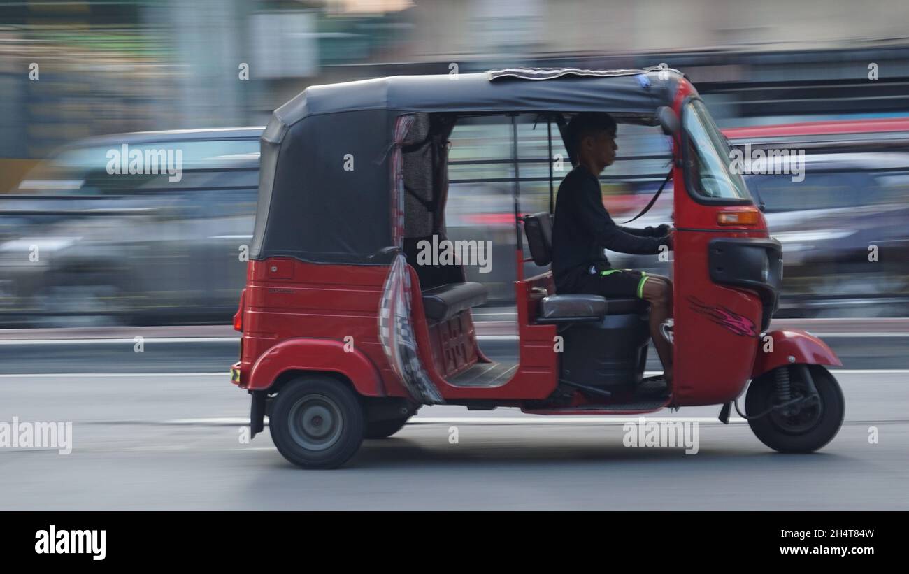 Panning shots of vehicles on the street of Espana, Manila Stock Photo ...