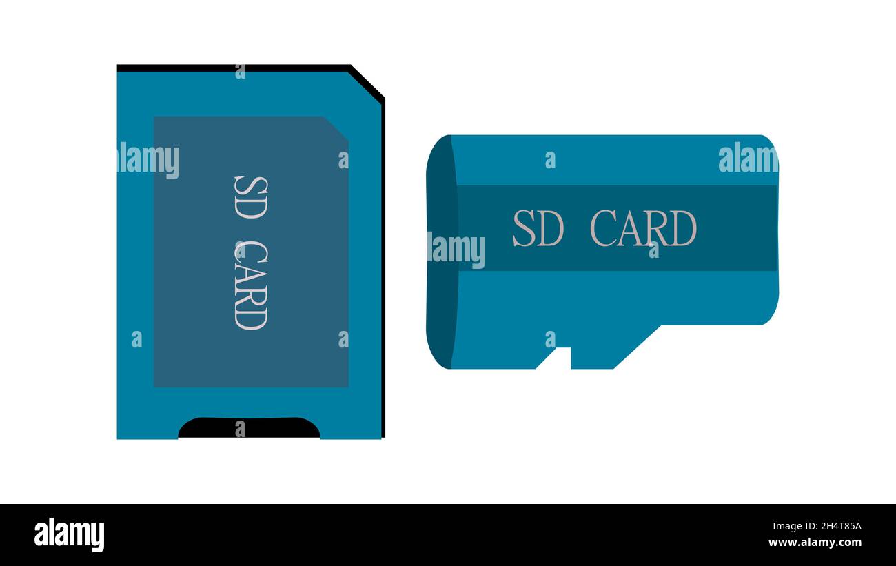 Illustration of blue-color SD memory cards isolated on a white ...