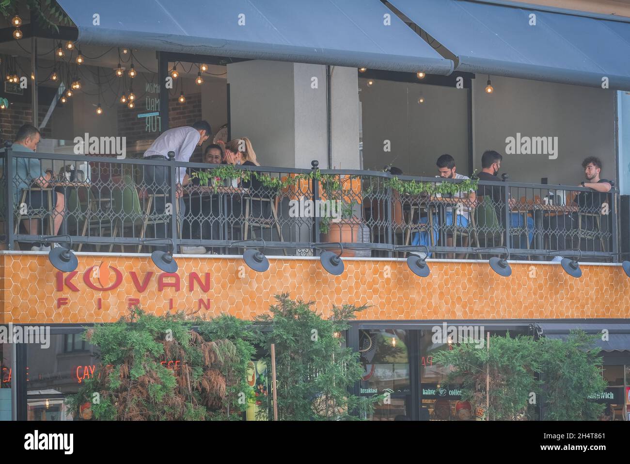 ISTANBUL, TURKEY - Oct 10, 2021: The people at the famous "Kovan Firin ...