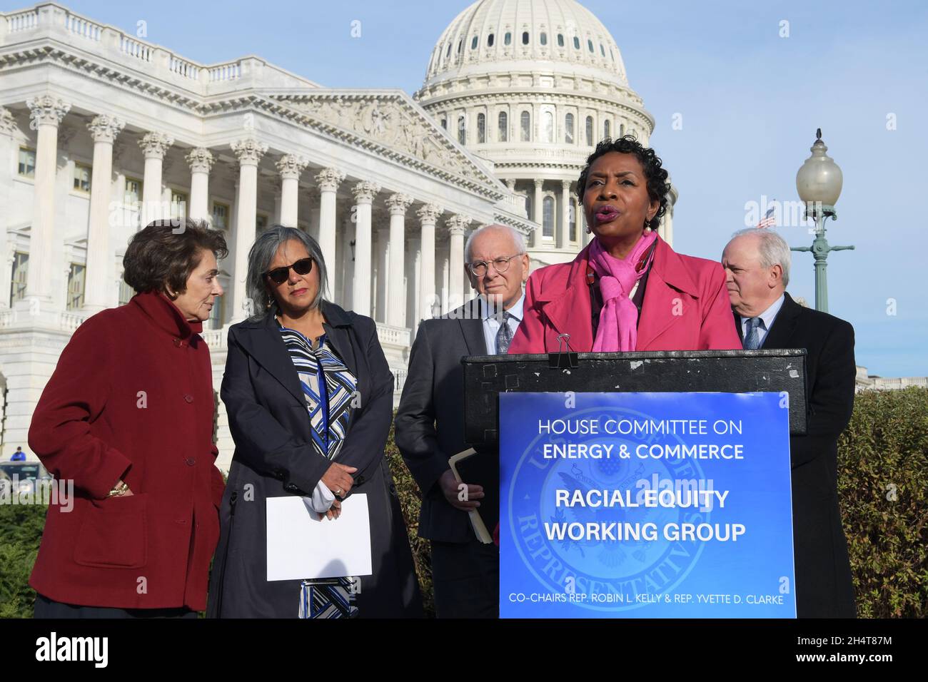 Representatives Yvette Clarke(D-NY) speaks during a press conference ...