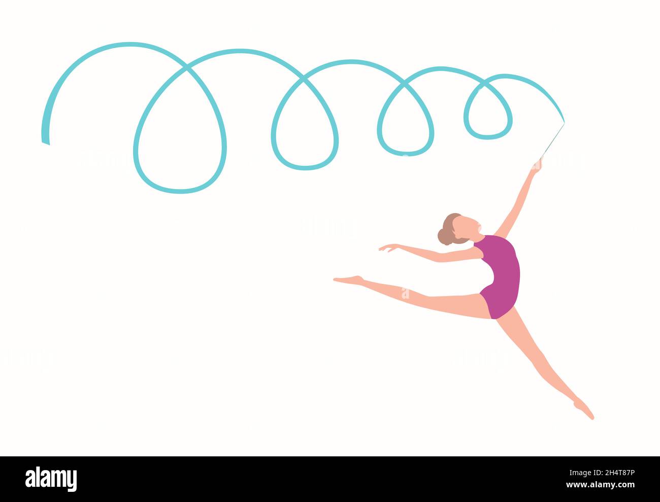 Sport dance performance. Abstract girl gymnast with ribbon Stock Vector ...
