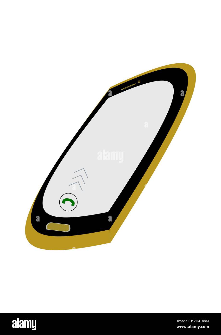 Illustration of a yellow and black ringing smartphone on a white ...