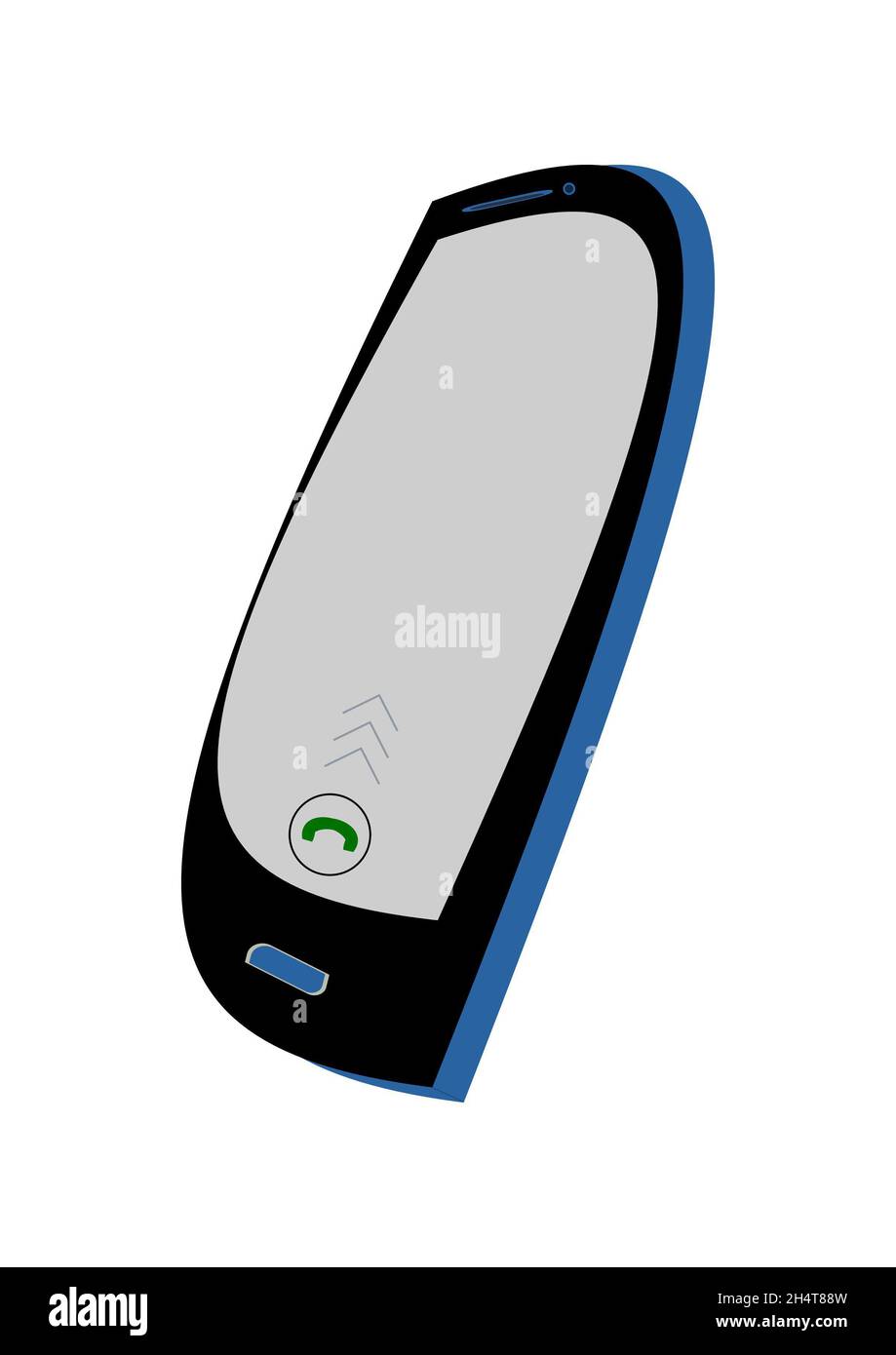 Illustration of a blue and black ringing smartphone on a white ...