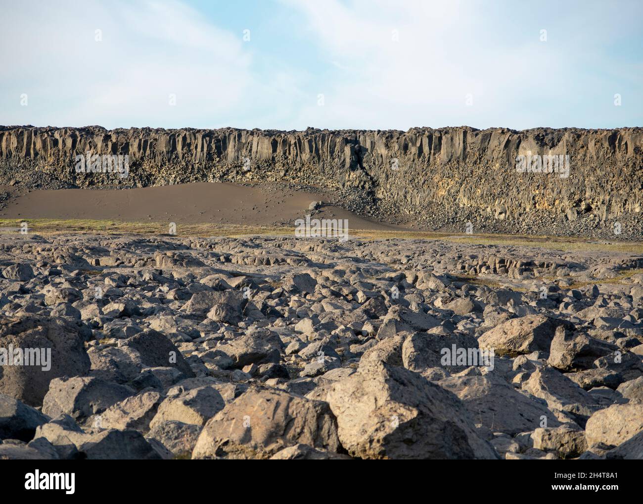 Landscape of basalt rocks on Detifoss trail Diamond Circle Stock Photo ...