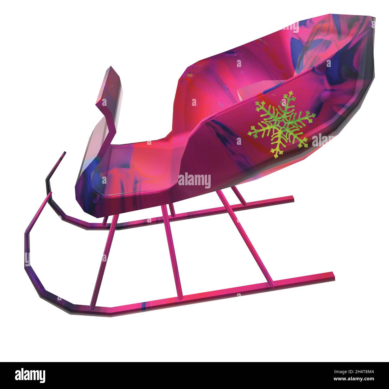 Shiny Pink Blue Colored Sleigh with Snowflake Decoration Stock Vector ...