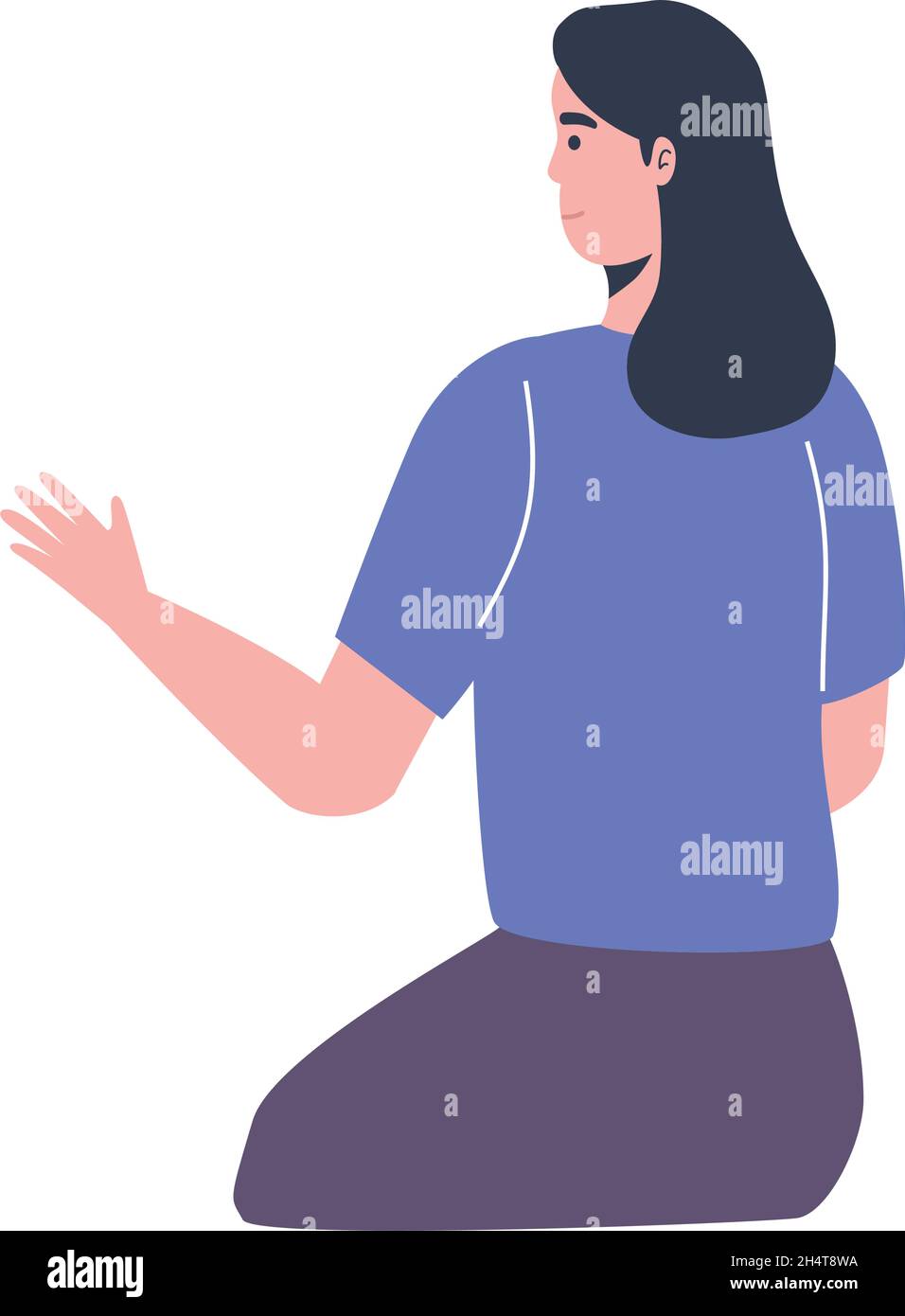 young woman sitting back Stock Vector Image & Art - Alamy