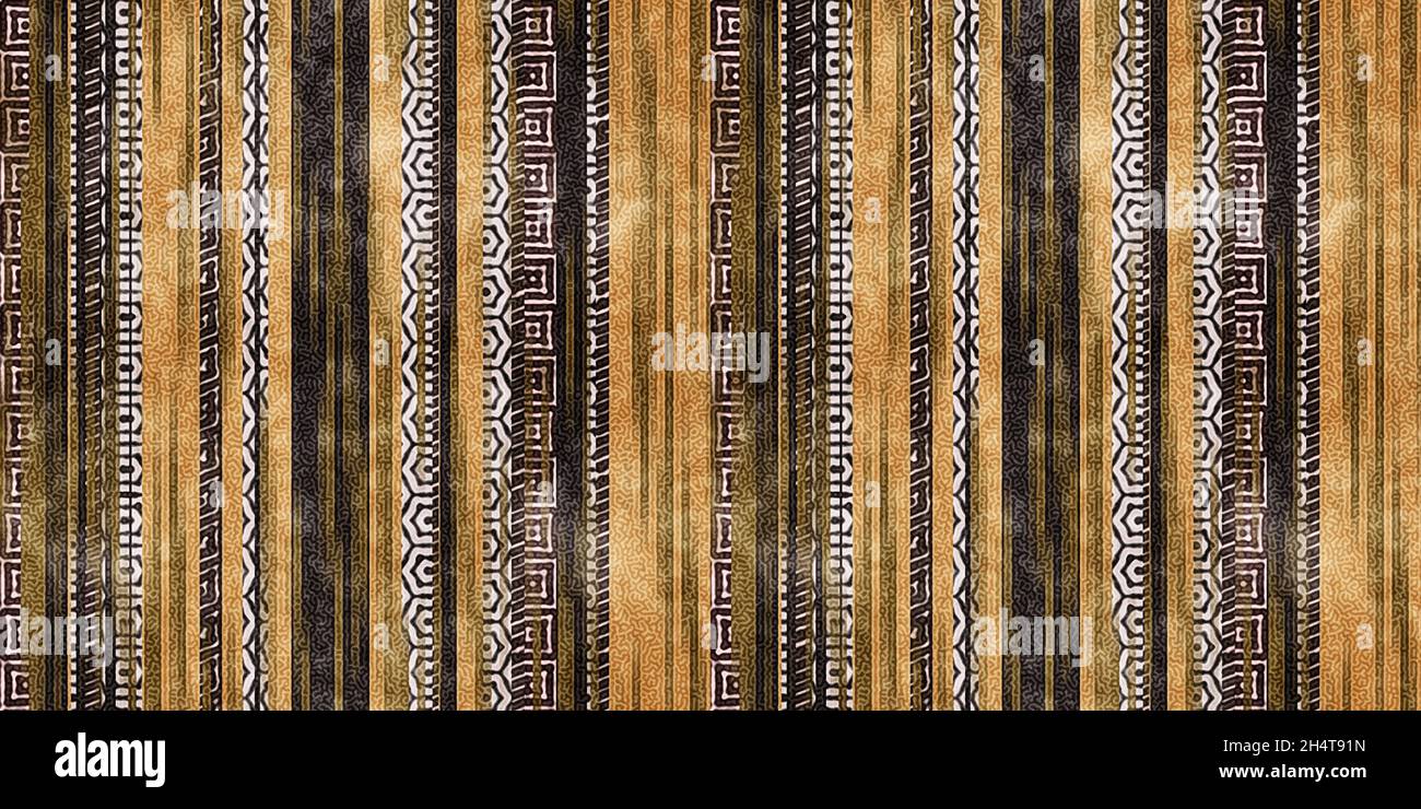 Seamless tribal ethnic stripe grungy border surface pattern design for ...