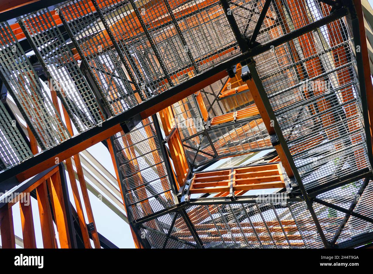 a fragment of the structure of a new modern metal observation tower ...