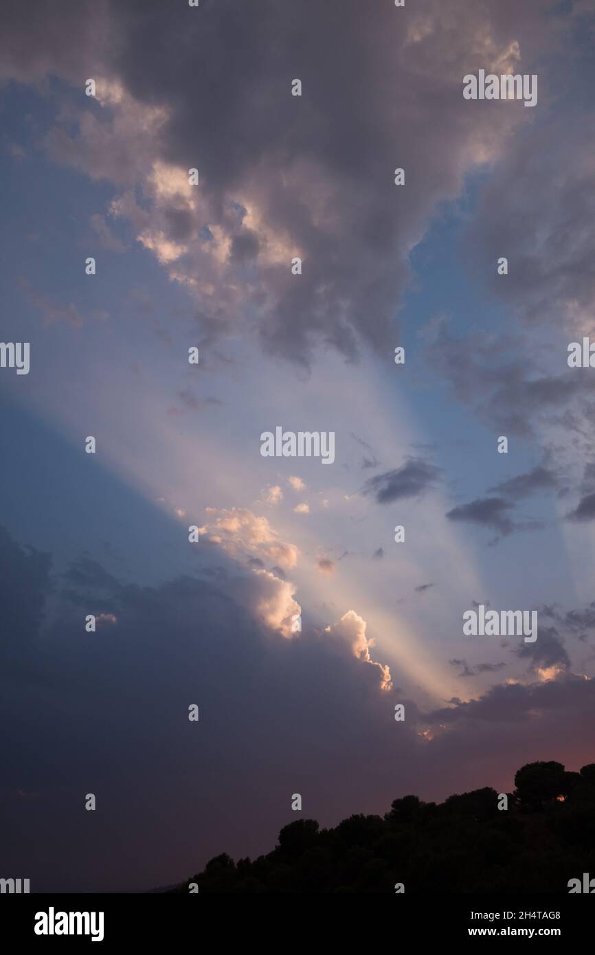 Fiery orange sunset sky. Beautiful sky. Cloudy sunset. Orange clouds ...