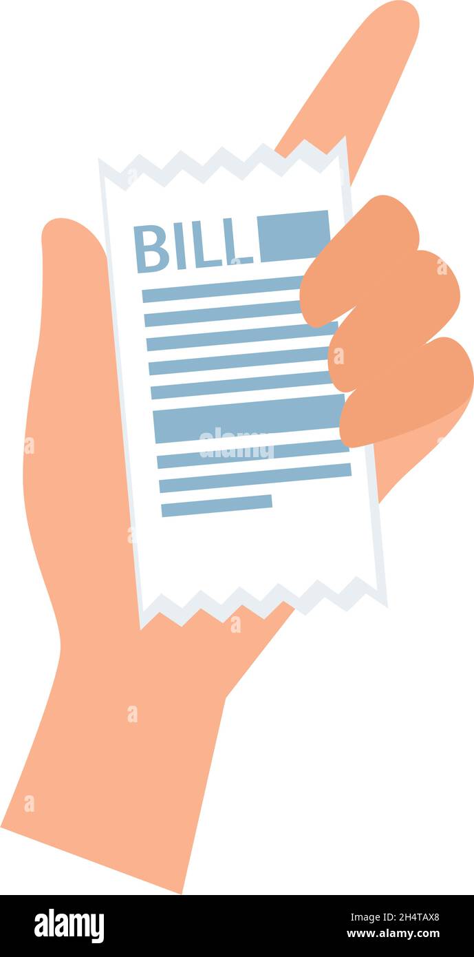 hand with bill receipt Stock Vector Image & Art - Alamy