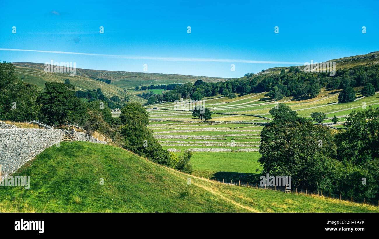 The head of the Wharfedale valley, looking to Kettlewell across ...