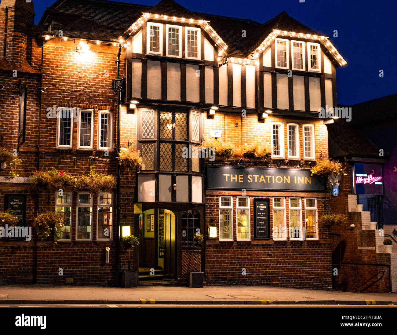 The exterior of the Station Inn pub and restaurant in the seaside town ...