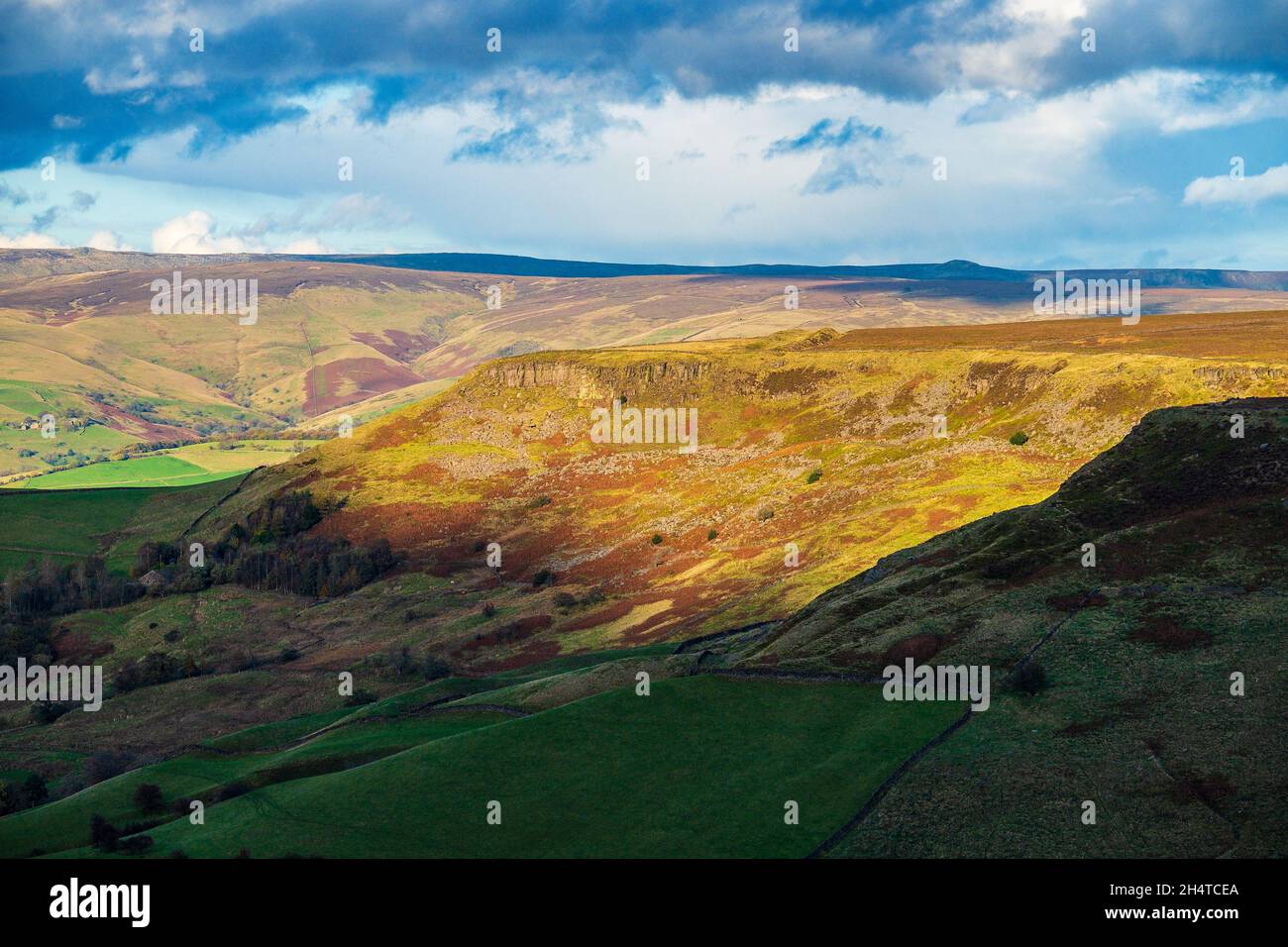 Castle Naze, site of an Iron Age promentory fort, on Combs Moss in the ...