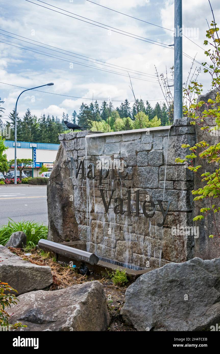 Maple Valley Marquee Fountain in Maple Valley, Washington Stock Photo ...