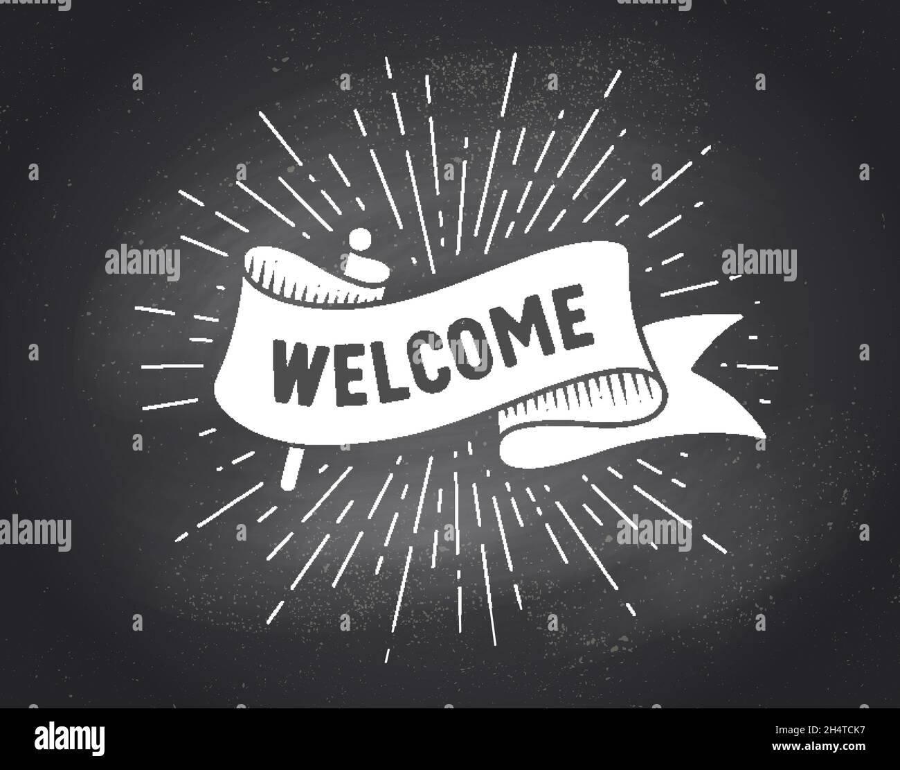 Ribbon Banner Welcome. Black and white ribbon banner with text, phrase ...