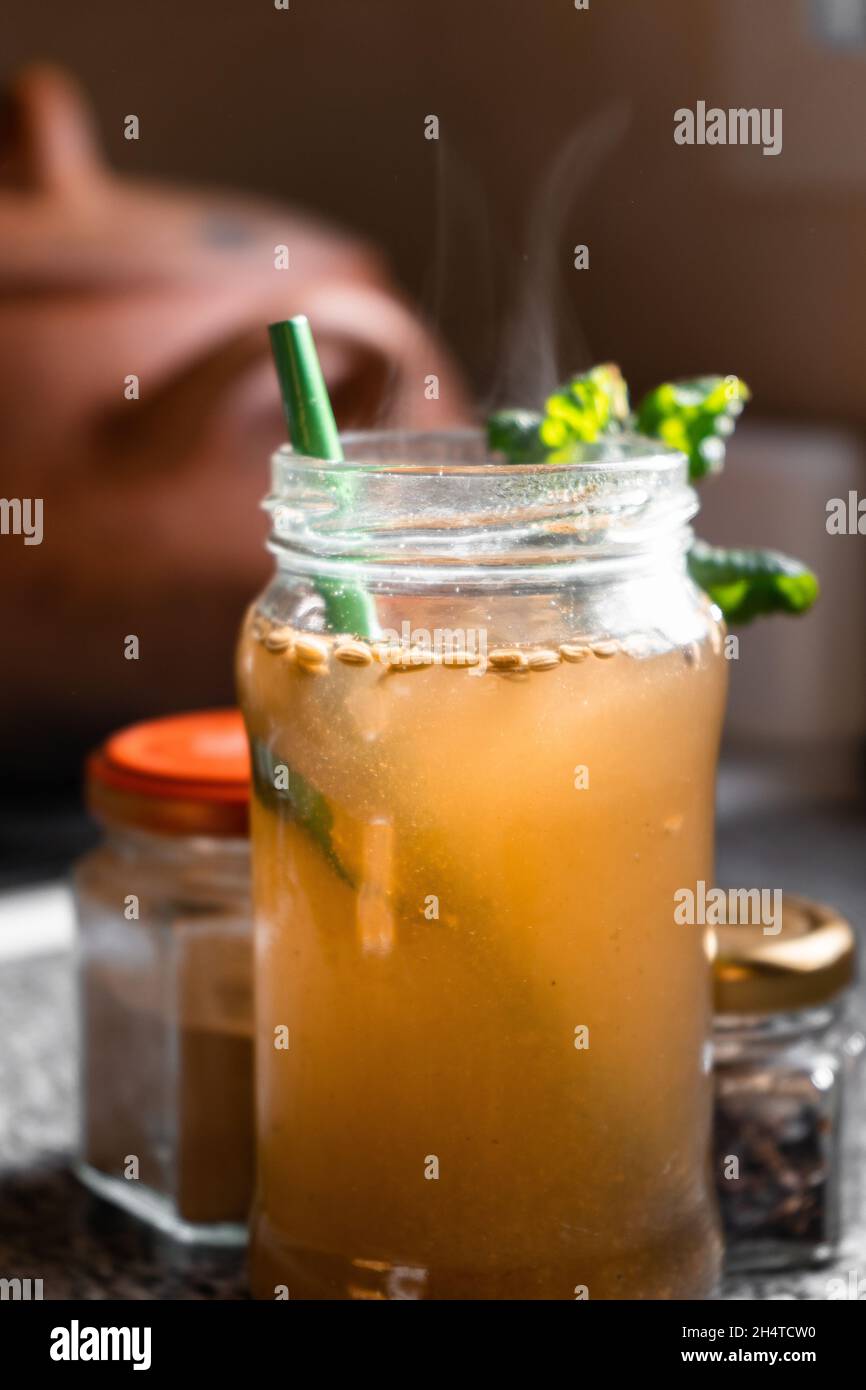 Vertical shot of a healthy orange-colored infusion Stock Photo - Alamy