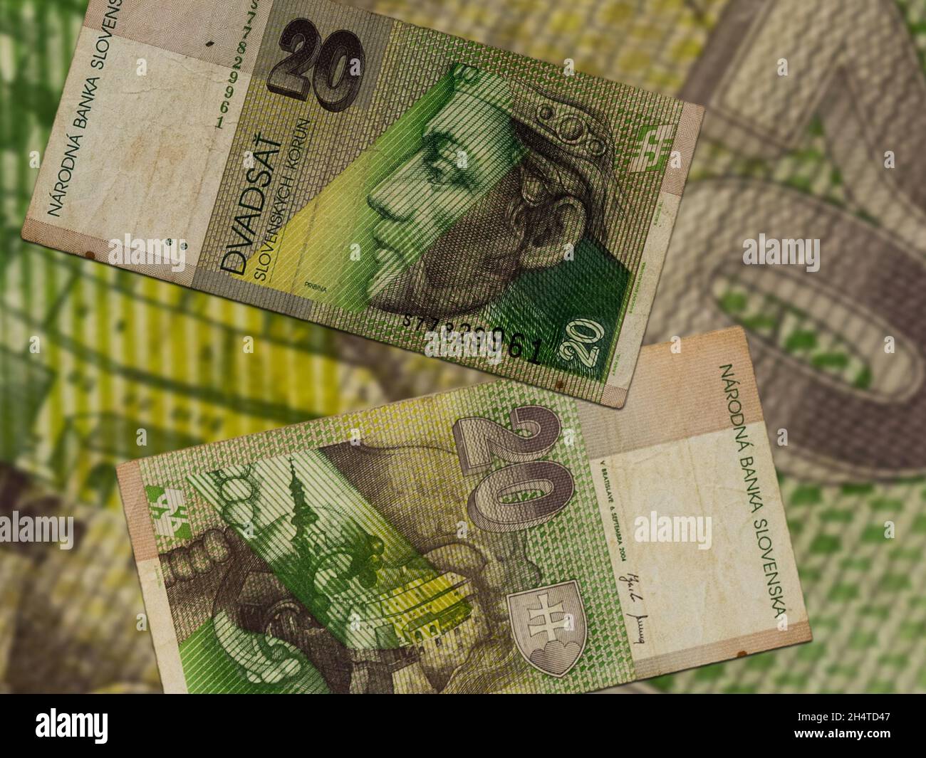 Overhead shot of Slovak koruna banknotes Stock Photo - Alamy