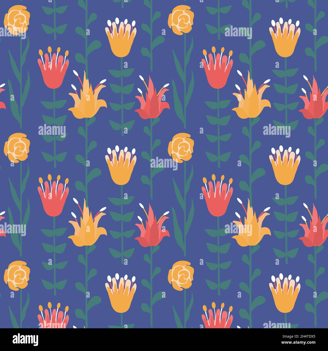 Cozy flower seamless pattern vector illustration. Endless plant ...