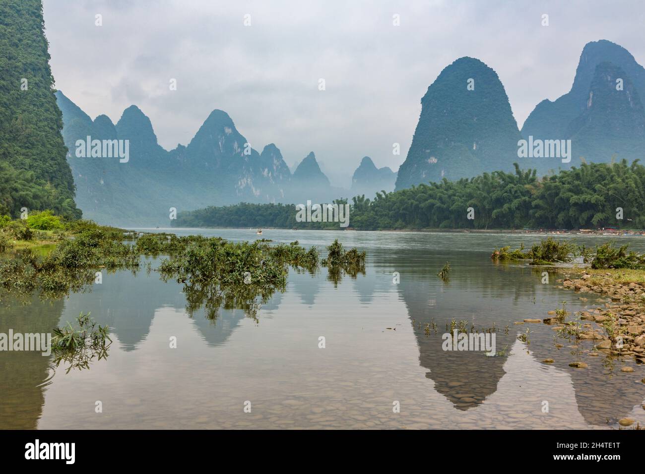 The Li River and limestone karsts near the scene pictured on the ...
