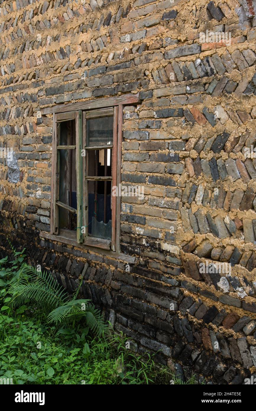 Architectural detail of the pattern on a dilapidated old traditional ...
