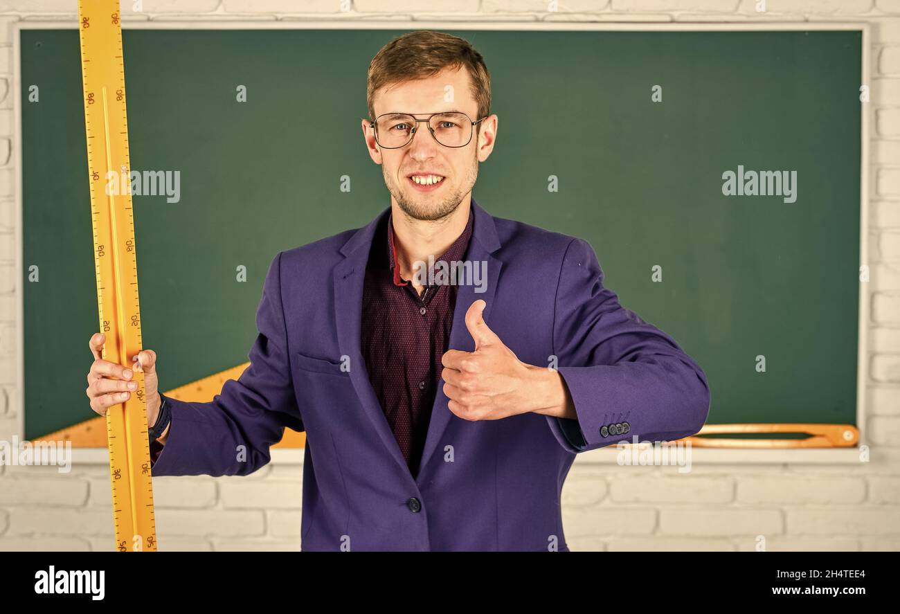 mathematics and people concept. man at blackboard. back to school ...