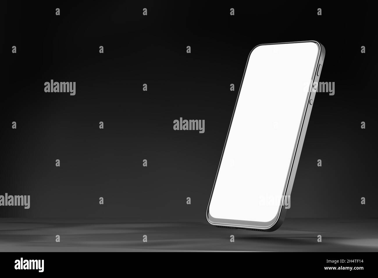 Smartphone with a white screen on a dark background. Blank for your ...