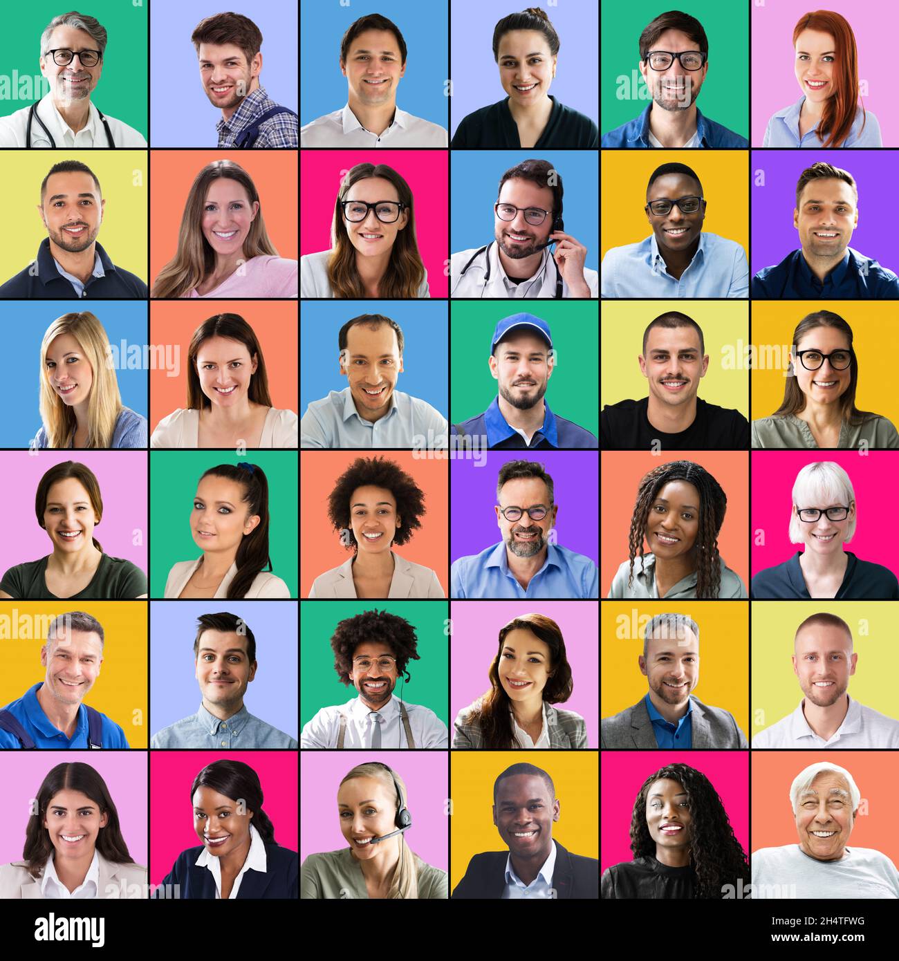 Multiethnic Faces Variation Collage. Mixed Adult People Stock Photo - Alamy