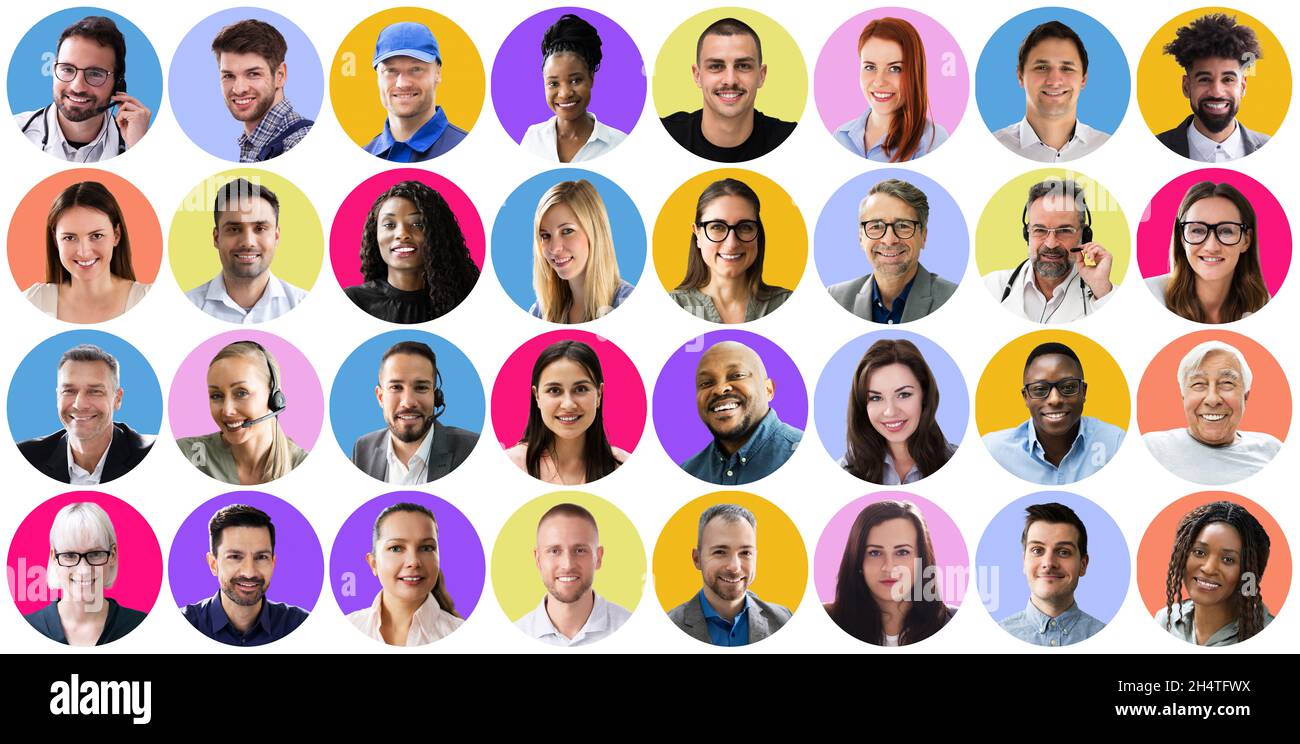 People Face Headshot Collage. Diverse Avatar Portraits Stock Photo - Alamy