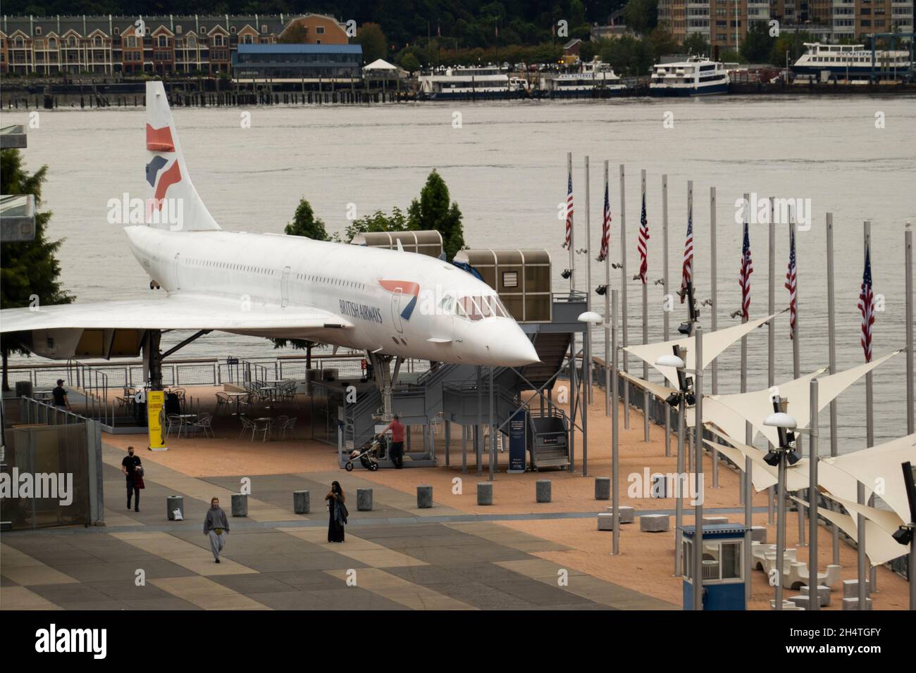 Concorde airplane on the top deck of the Intrepid museum in Manhattan ...