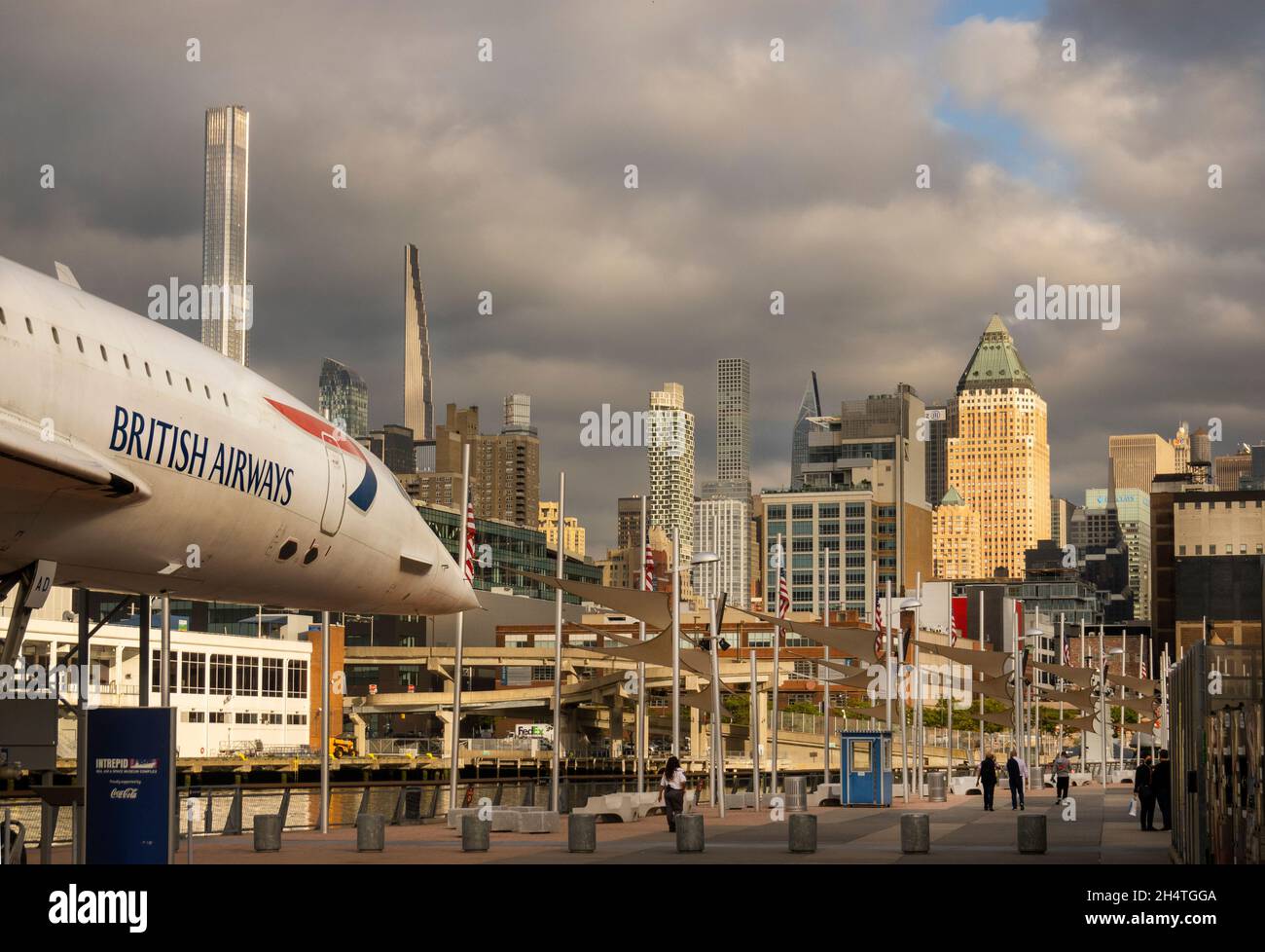Concorde airplane on the top deck of the Intrepid museum in Manhattan ...