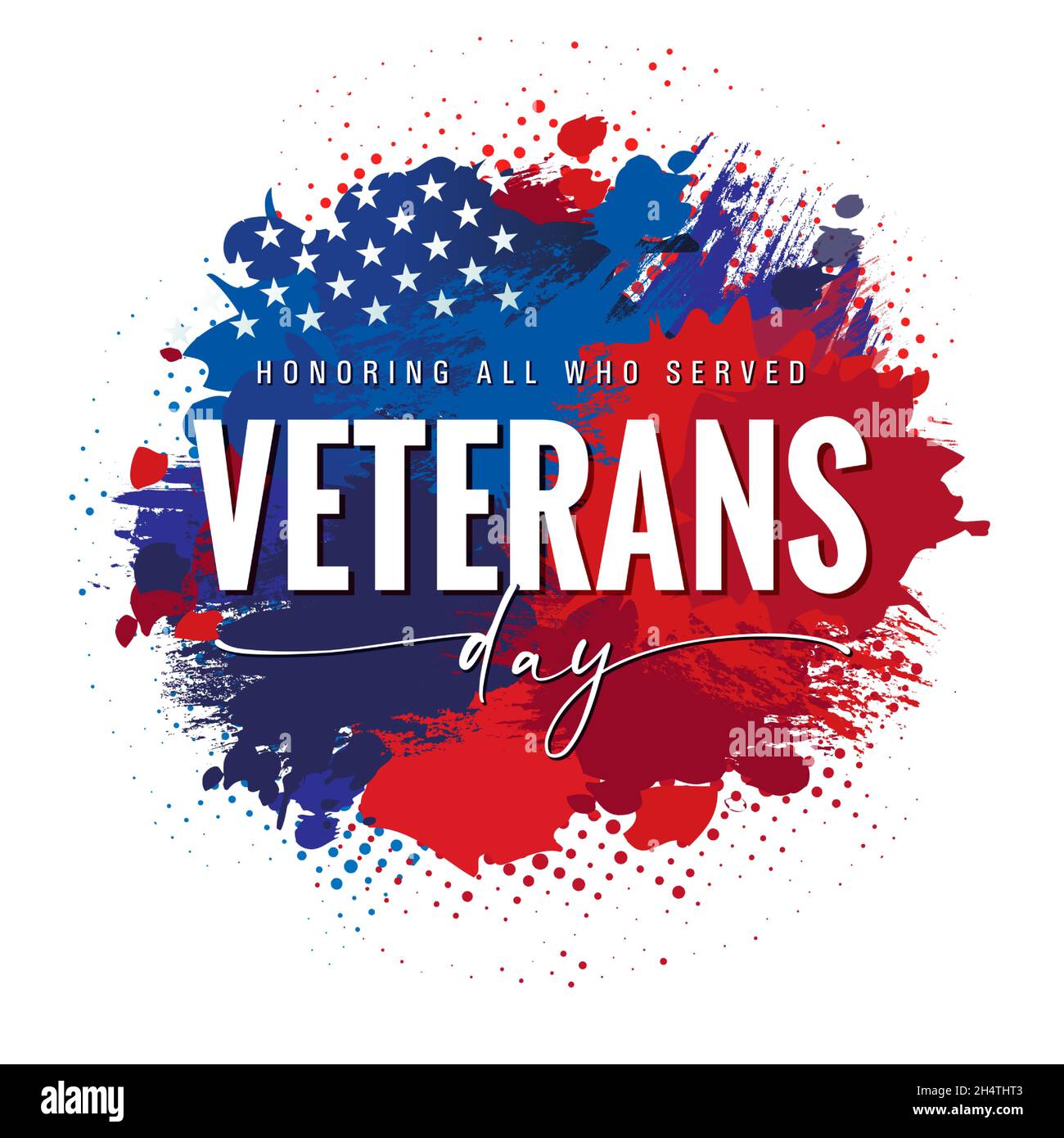 Veterans day USA brush and ink grunge flag, Honoring all who served ...