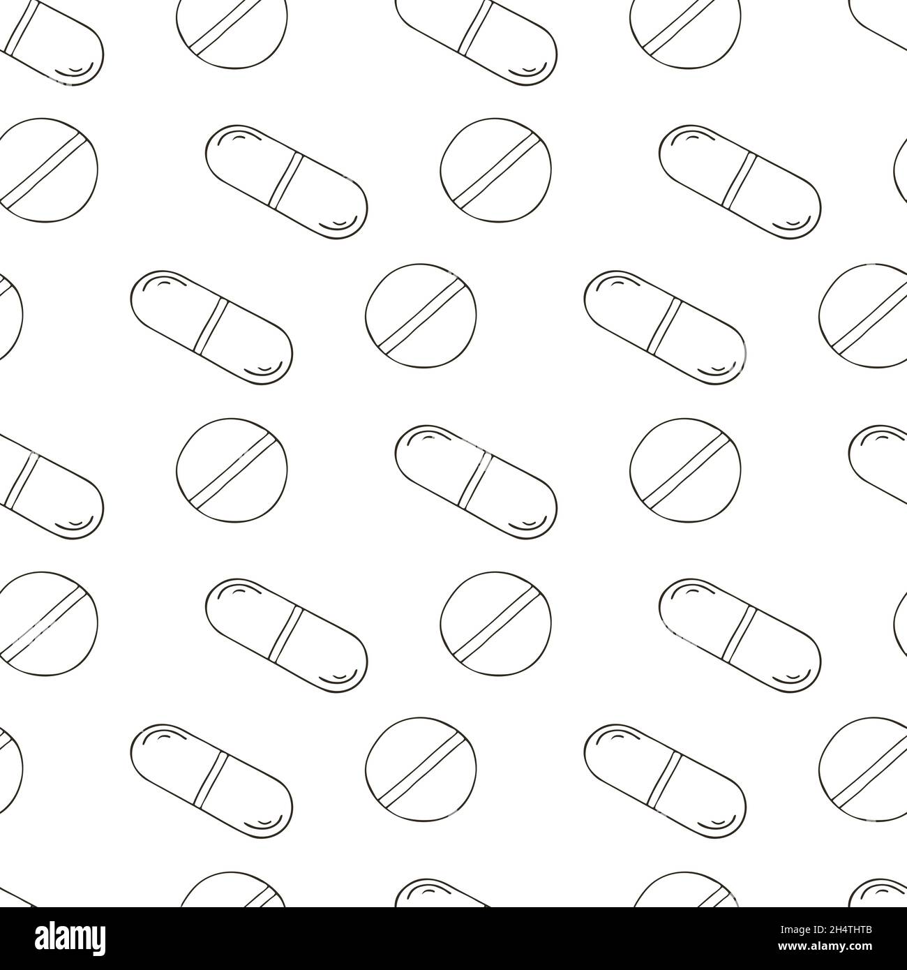 Coloring Seamless pattern. Cartoon medical drugs in hand draw style ...