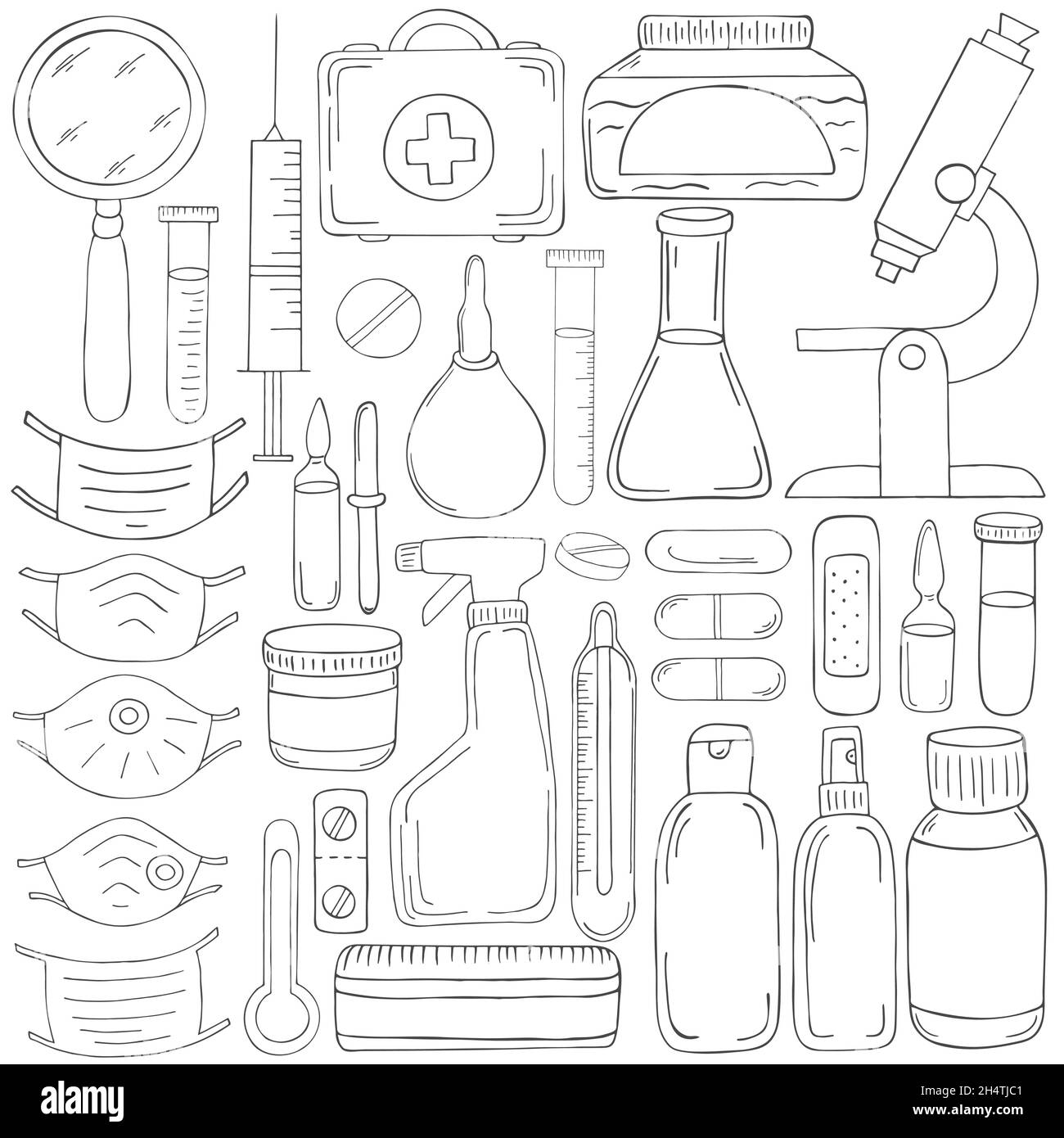 Coloring Collection of vector illustrations. Laboratory assistant ...