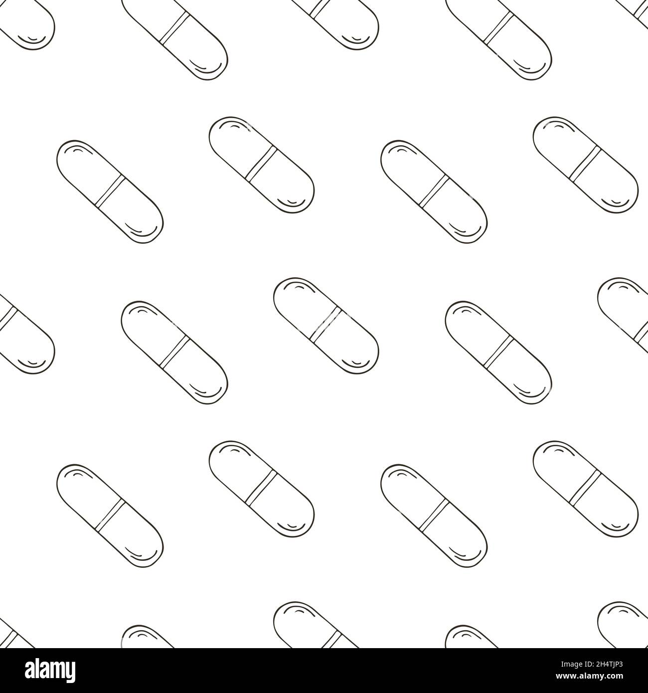 Seamless pattern on a white background. Cartoon medical drugs in hand ...