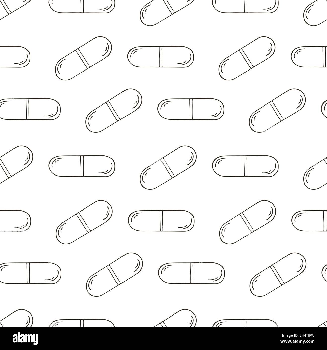 Coloring medical drugs in hand draw style. Seamless pattern on a white ...