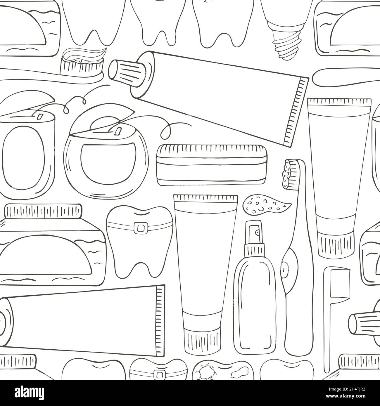 Coloring Seamless pattern. Cartoon elements in hand draw style ...