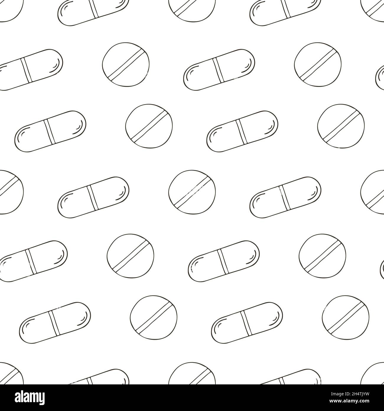 Coloring medical drugs in hand draw style. Seamless pattern on a white ...