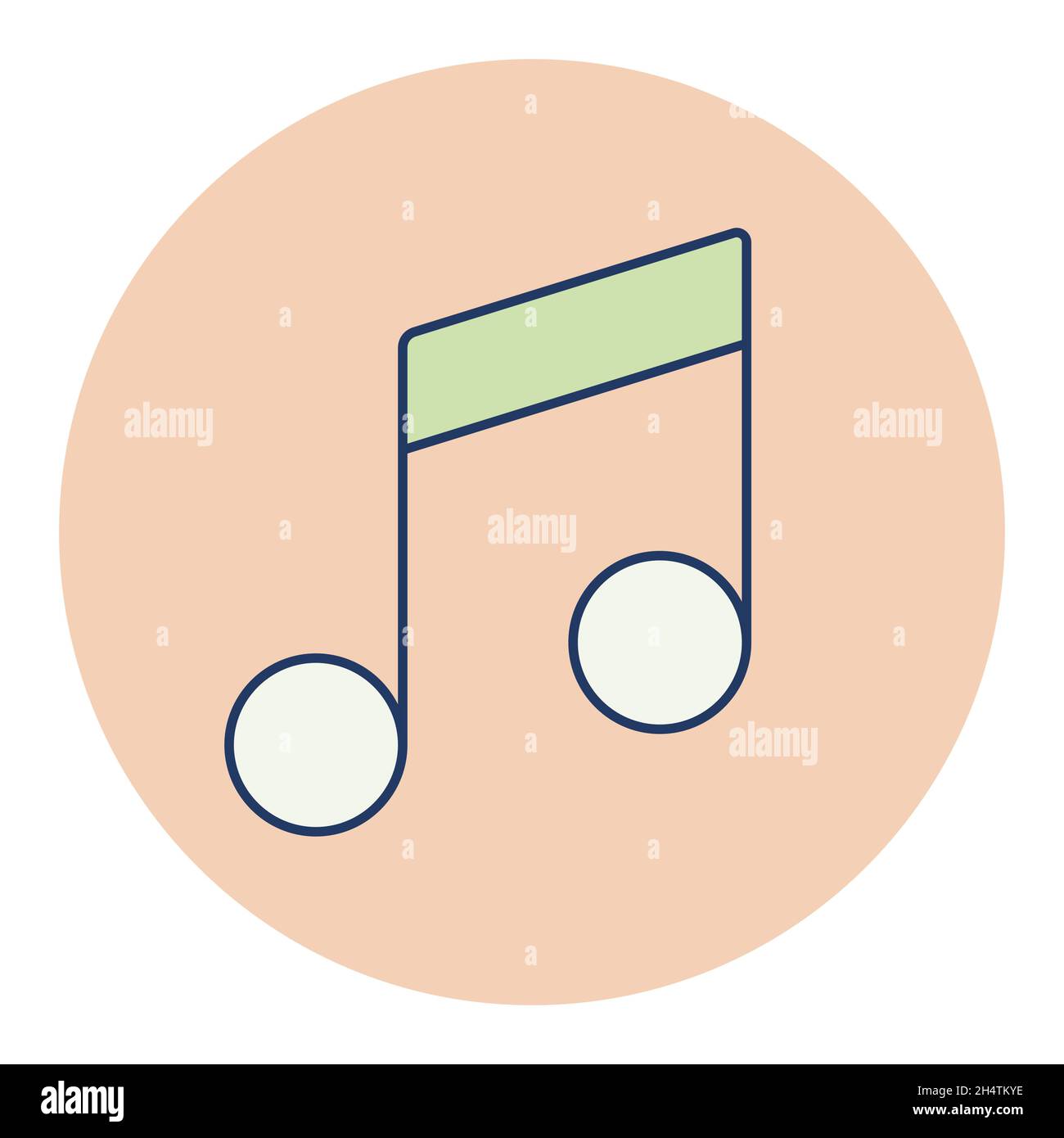Music note flat color vector icon. Graph symbol for music and sound web site and apps design ...