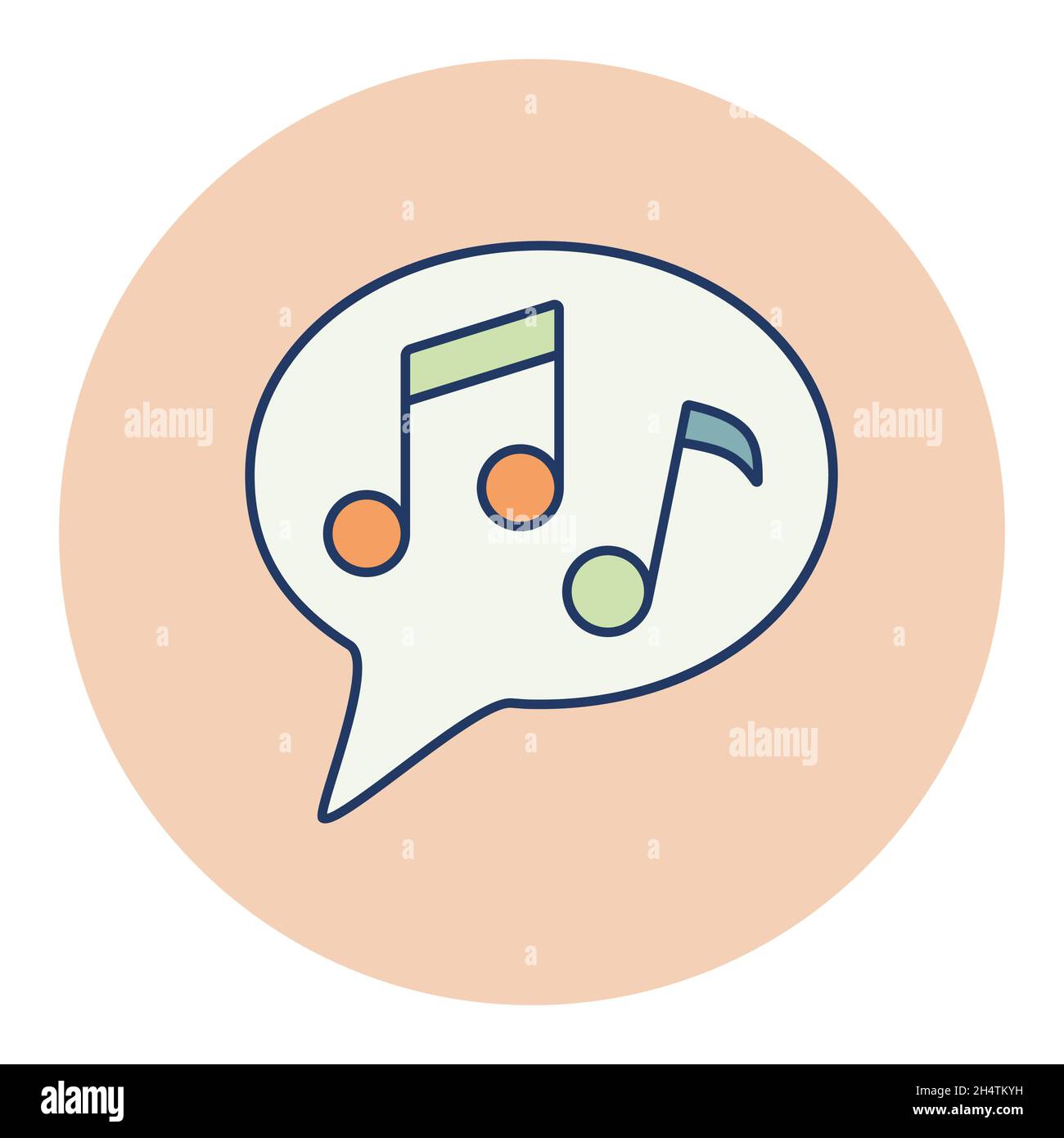 Musical note speech bubble color vector icon. Music sign. Graph symbol ...