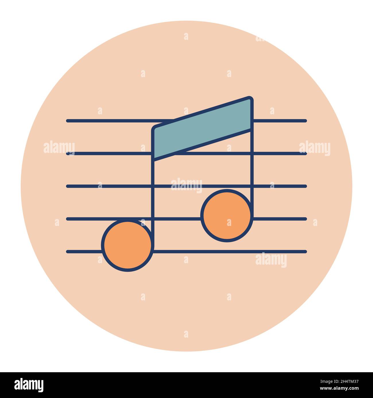 Stave and music notes color vector icon. Melody, classical music, sound ...