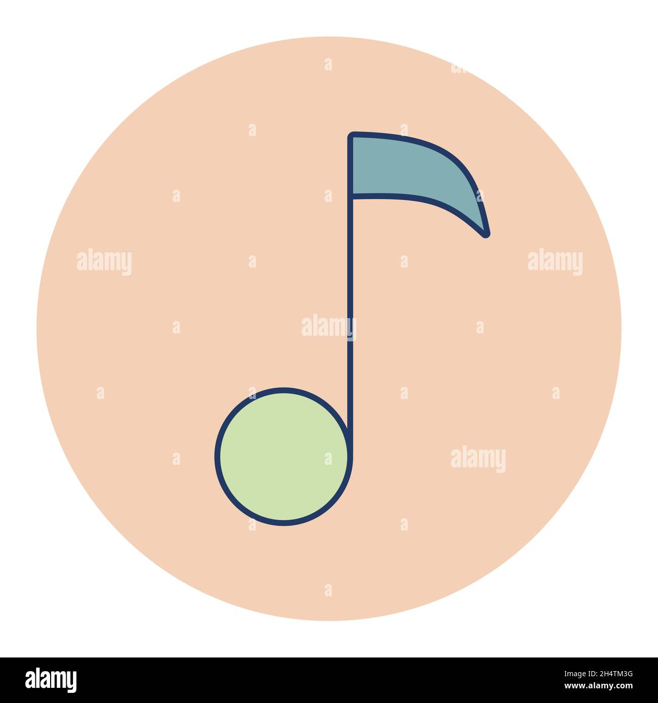 Music note flat color vector icon. Graph symbol for music and sound web site and apps design ...