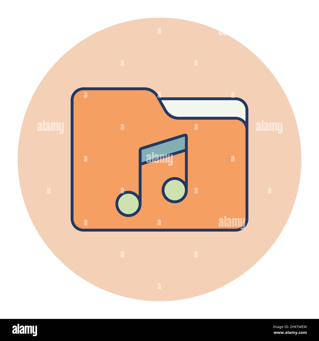 File folder with music note color vector icon. Music sign. Graph symbol ...