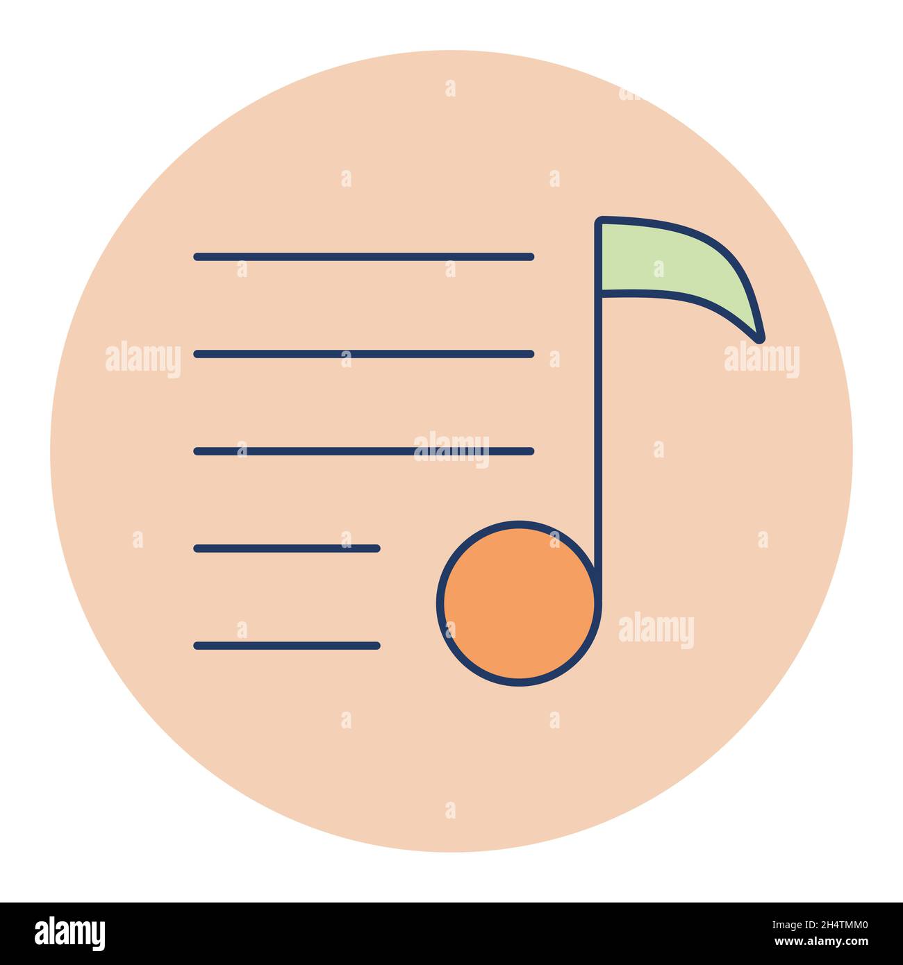 Music playlist color vector icon. Musical note and list. Graph symbol ...