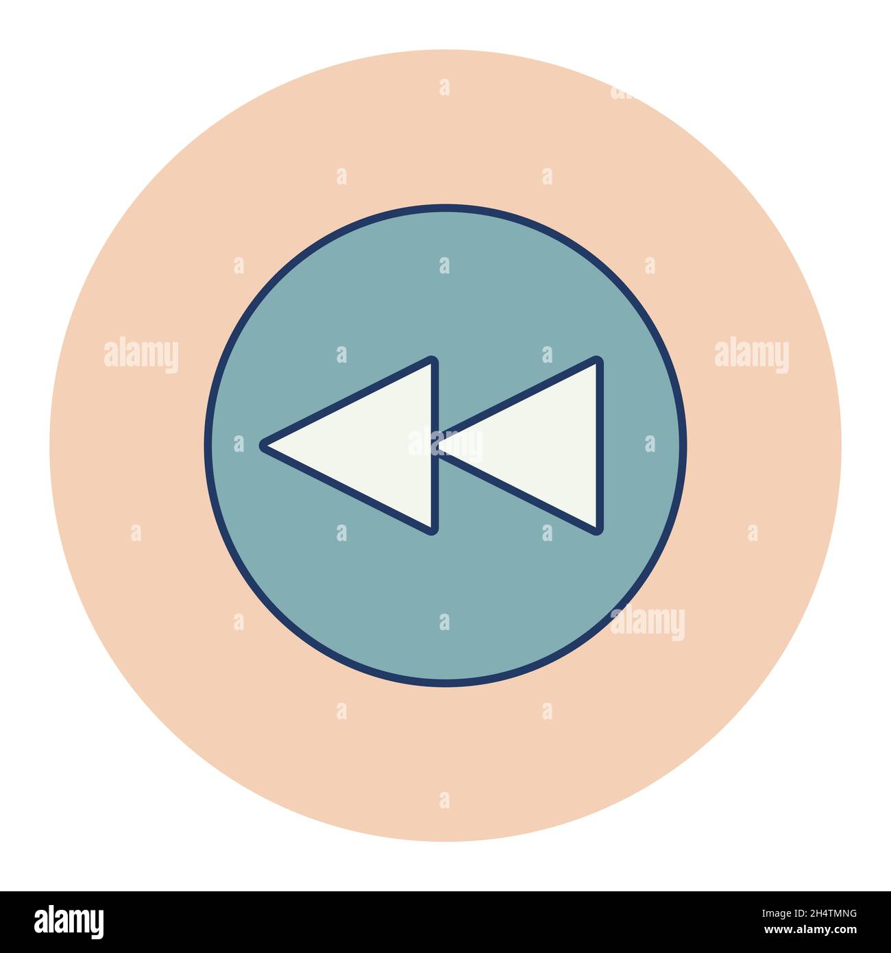 Play previous track button color vector flat icon. Graph symbol for ...