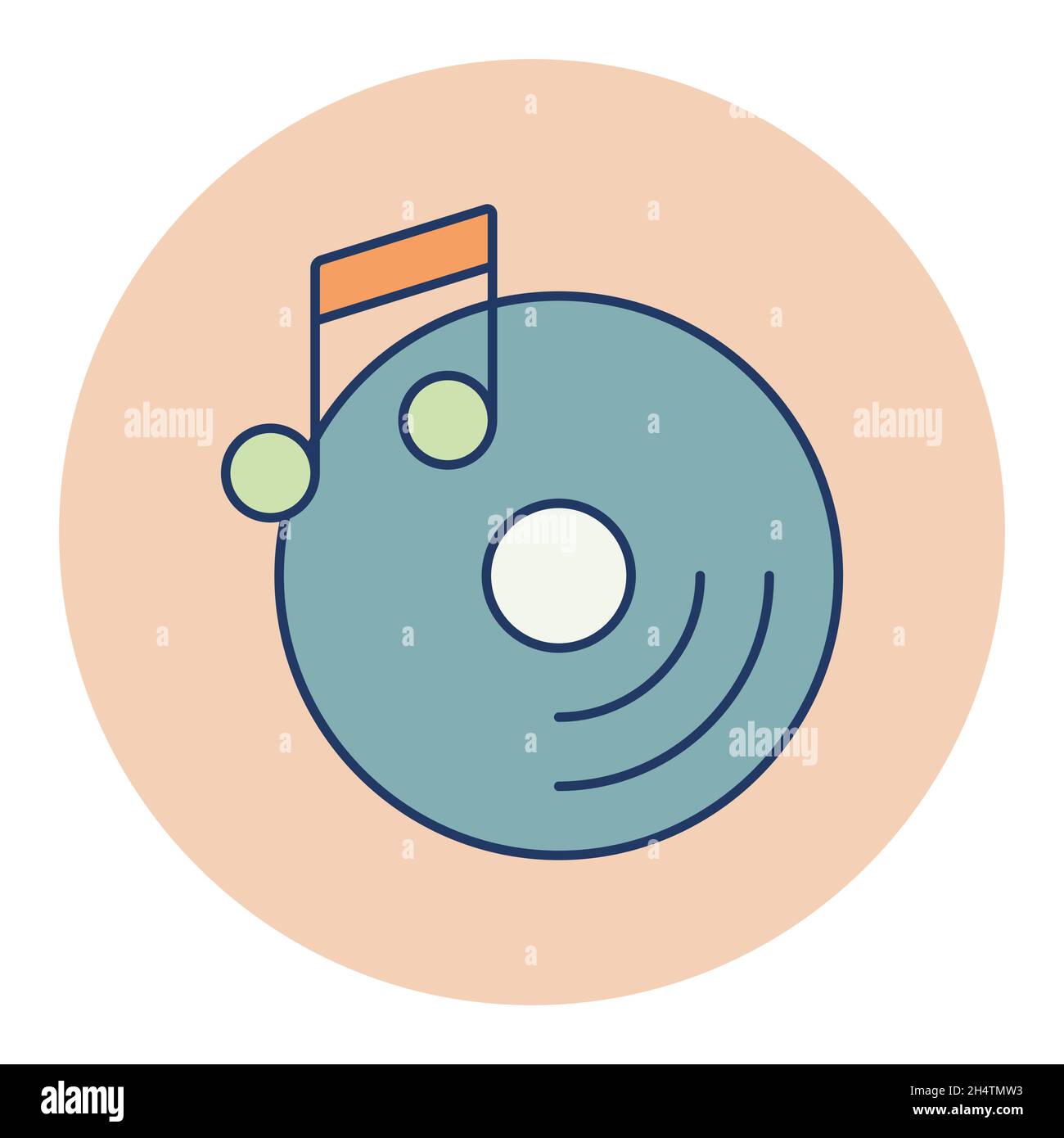 Disc and music note color vector icon. Music sign. Graph symbol for ...