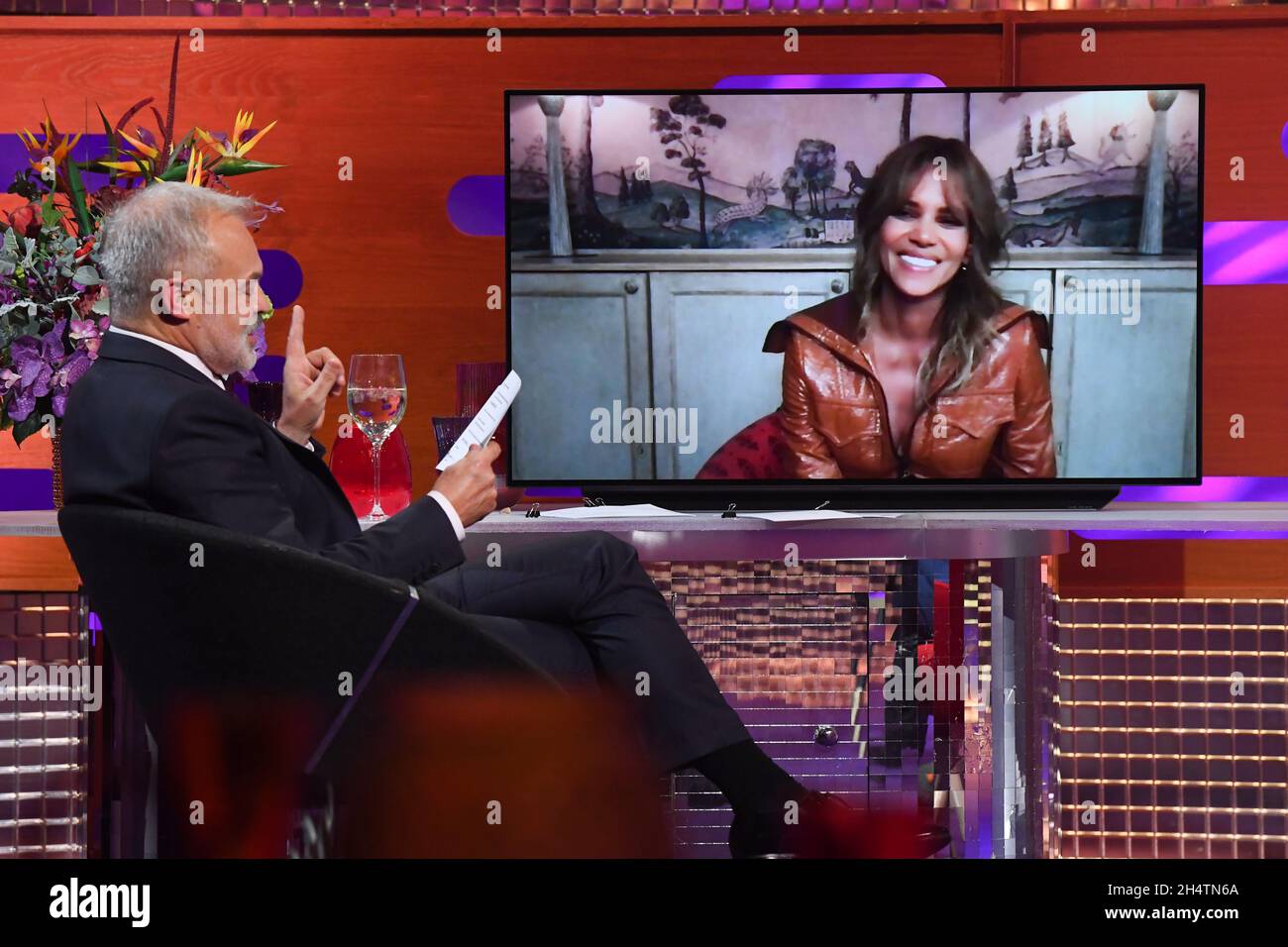 EDITORIAL USE ONLY Host Graham Norton interviews Halle Berry during the ...